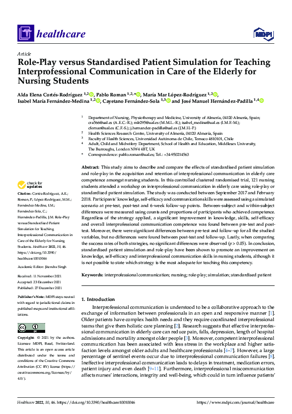 (PDF) Role-Play versus Standardised Patient Simulation for Teaching ...