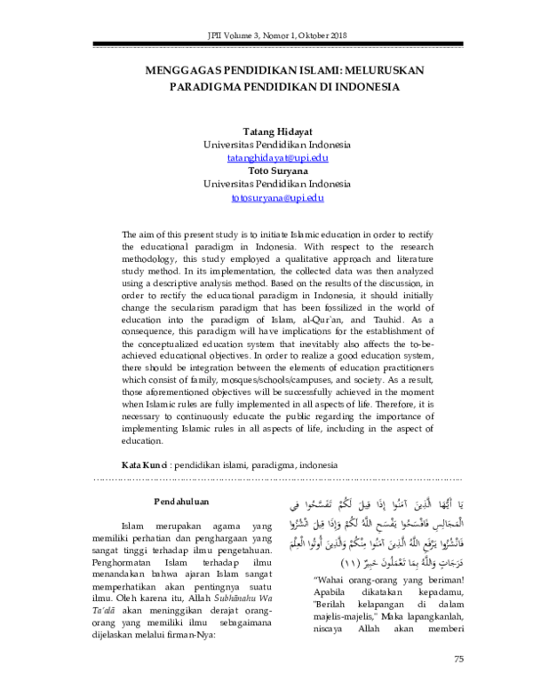 (PDF) Menggagas Pendidikan Islami: Meluruskan Paradigma Pendidikan di ...