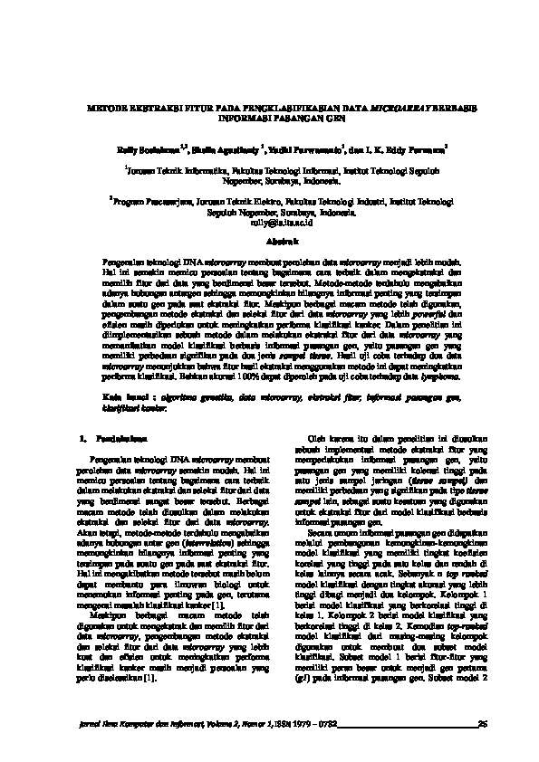 (PDF) Implementasi Metode Ekstraksi Fitur Pada Pengklasifikasian Data Microarray Berbasis ...