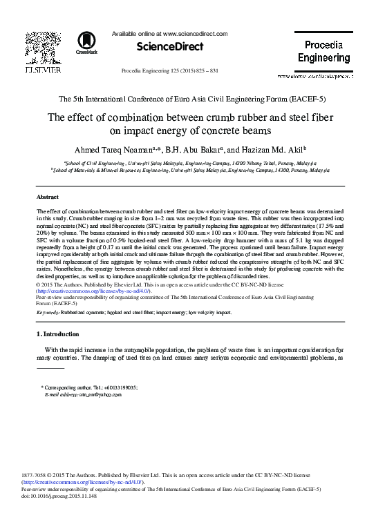 (PDF) The Effect of Combination between Crumb Rubber and Steel Fiber on ...