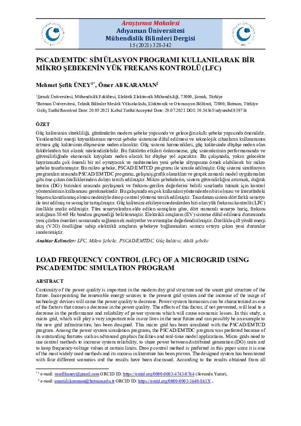 Pdf Load Frequency Control Lfc Of A Microgrid Using Pscad Emtdc Simulation Program