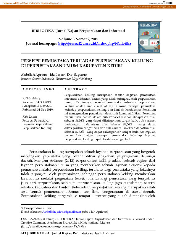 (PDF) Persepsi Pemustaka Terhadap Perpustakaan Keliling DI Perpustakaan ... (PDF) Persepsi Pemustaka Terhadap Perpustakaan Keliling DI Perpustakaan ...
