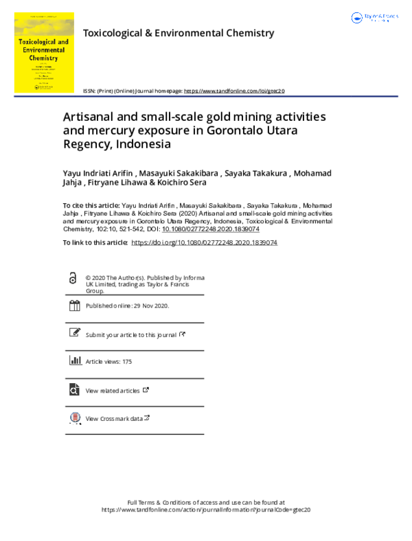 (PDF) Artisanal and small-scale gold mining activities and mercury exposure in Gorontalo Utara ...