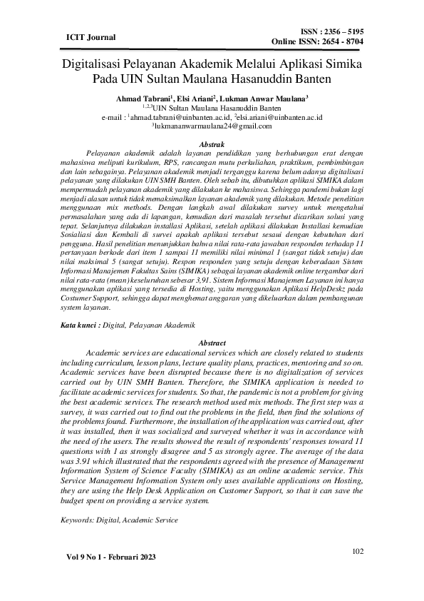 (PDF) Digitalisasi Pelayanan Akademik Melalui Aplikasi Simika Pada UIN ...
