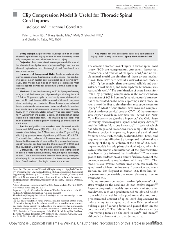 (PDF) Clip Compression Model Is Useful for Thoracic Spinal Cord Injuries