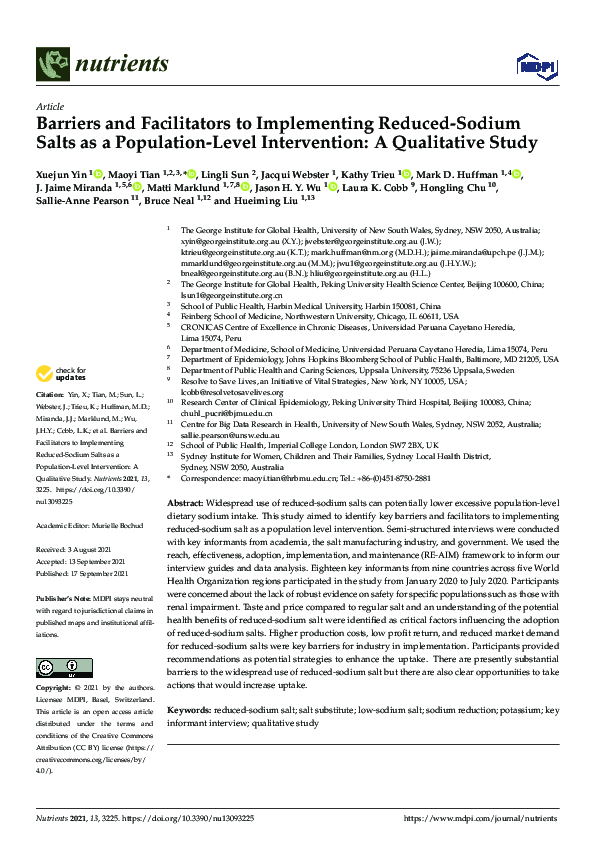 (PDF) Barriers and Facilitators to Implementing Reduced-Sodium Salts as ...