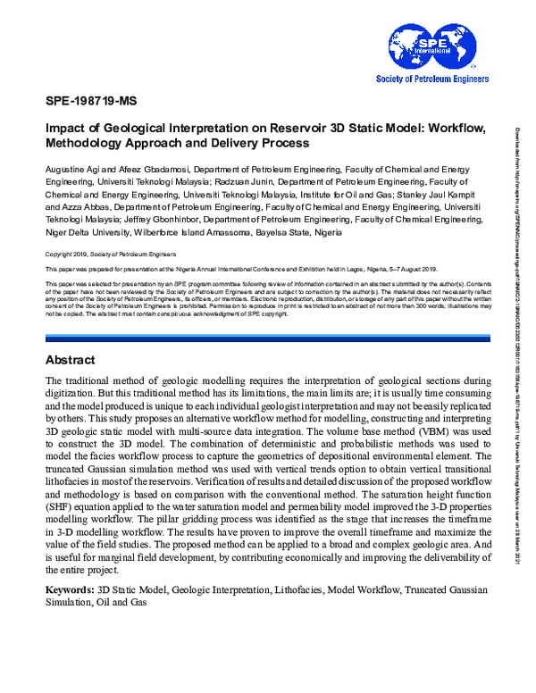 (PDF) Impact of Geological Interpretation on Reservoir 3D Static Model ...