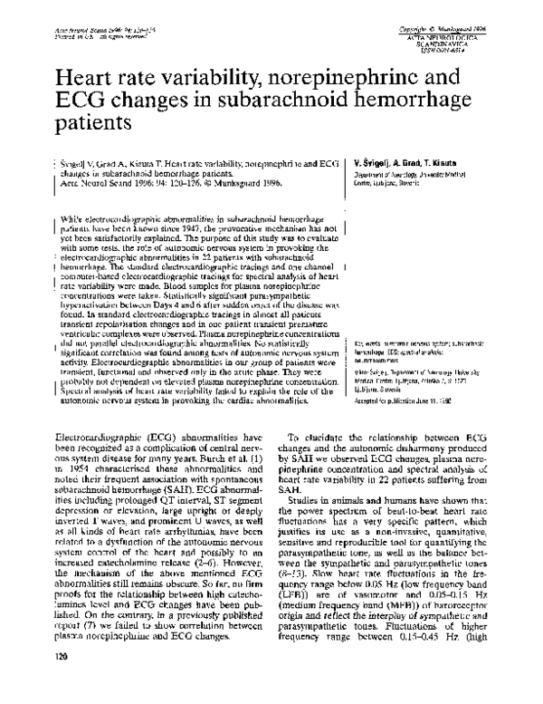 (PDF) Heart rate variability, norepinephrine and ECG changes in ...