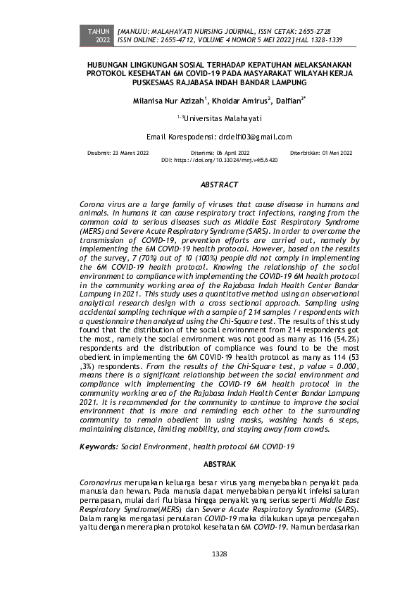 (PDF) Hubungan Lingkungan Sosial Terhadap Kepatuhan Melaksanakan ...