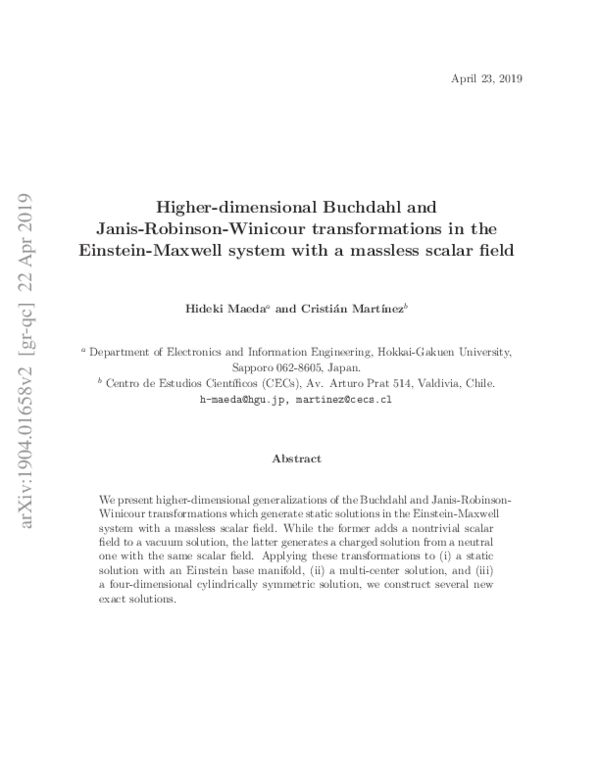 (PDF) Higher-dimensional Buchdahl and Janis–Robinson–Winicour ...