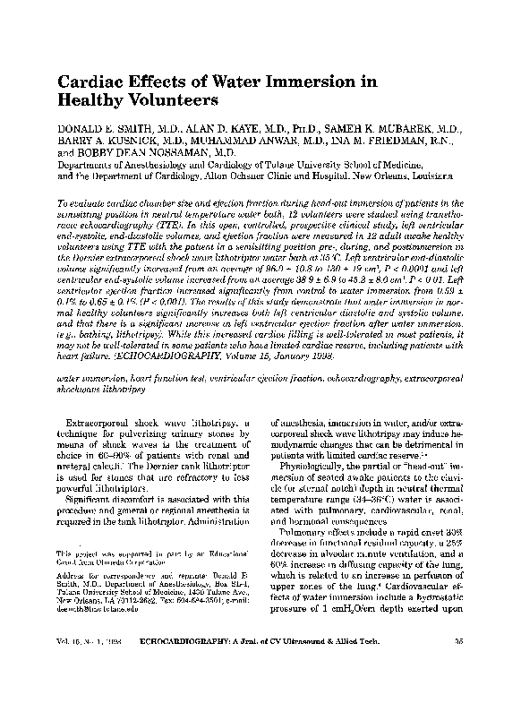 (PDF) Cardiac Effects of Water Immersion in Healthy Volunteers