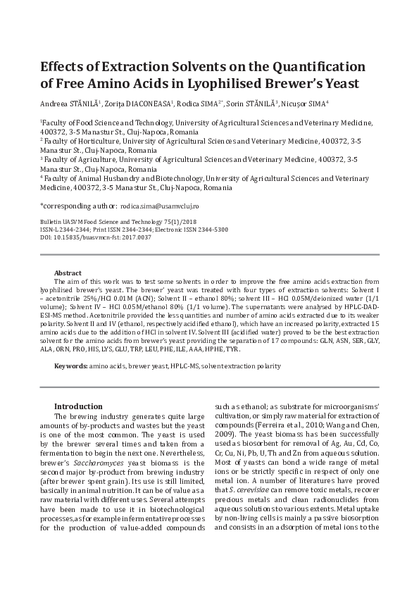 (PDF) Effects of Extraction Solvents on the Quantification of Free ...