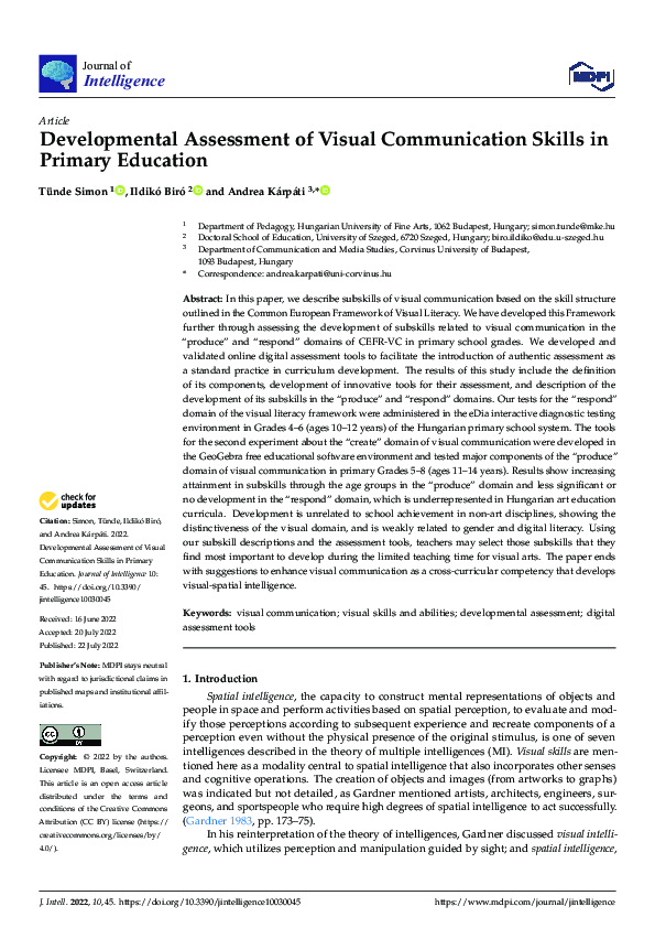(PDF) Developmental Assessment of Visual Communication Skills in ...