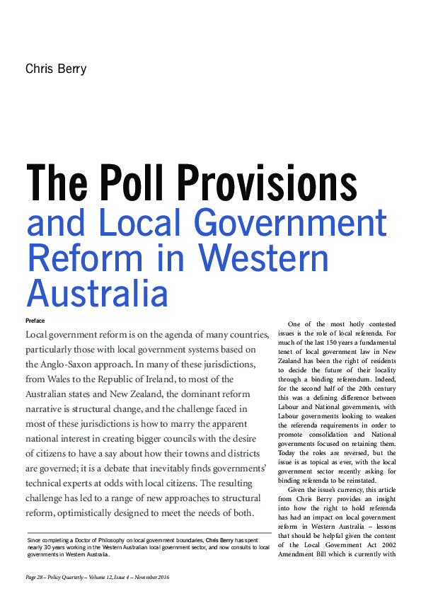 (PDF) The poll provisions and local government reform in Western Australia