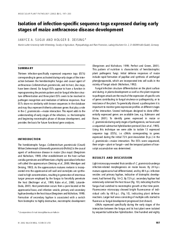 (PDF) Isolation of infection-specific sequence tags expressed during ...