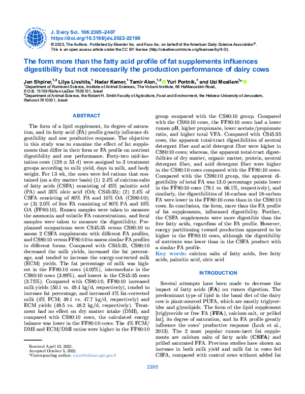 (PDF) The form more than the fatty acid profile of fat supplements ...