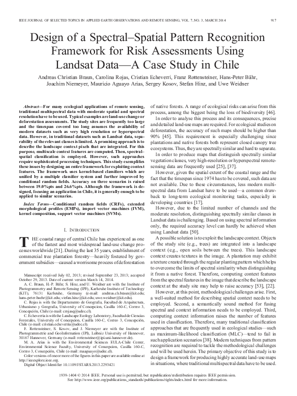 (PDF) Design of a Spectral–Spatial Pattern Recognition Framework for ...