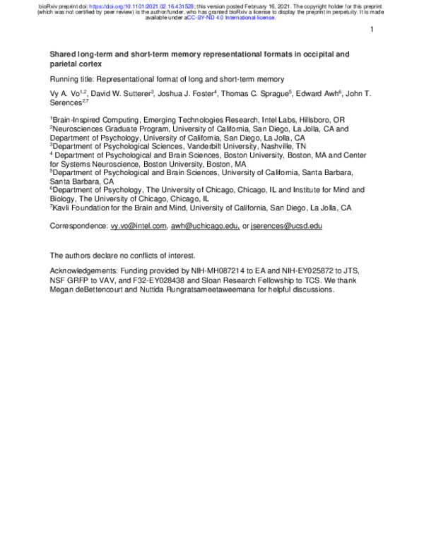 (PDF) Shared long-term and short-term memory representational formats ...