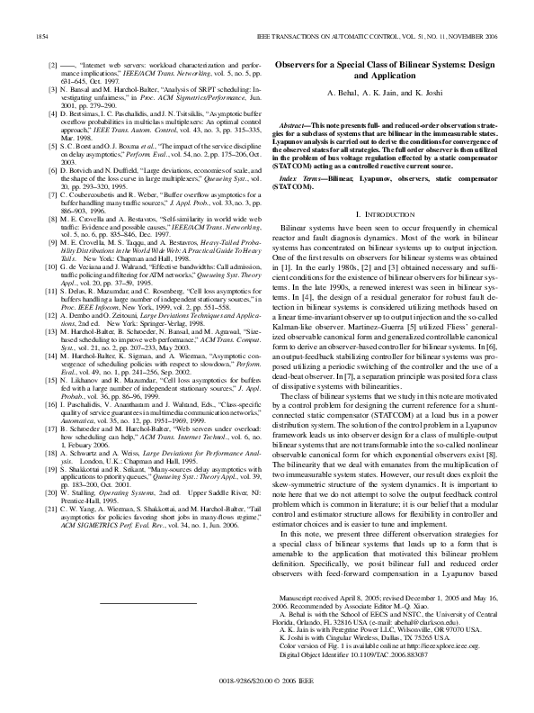 (PDF) Observers for a Special Class of Bilinear Systems: Design and Application