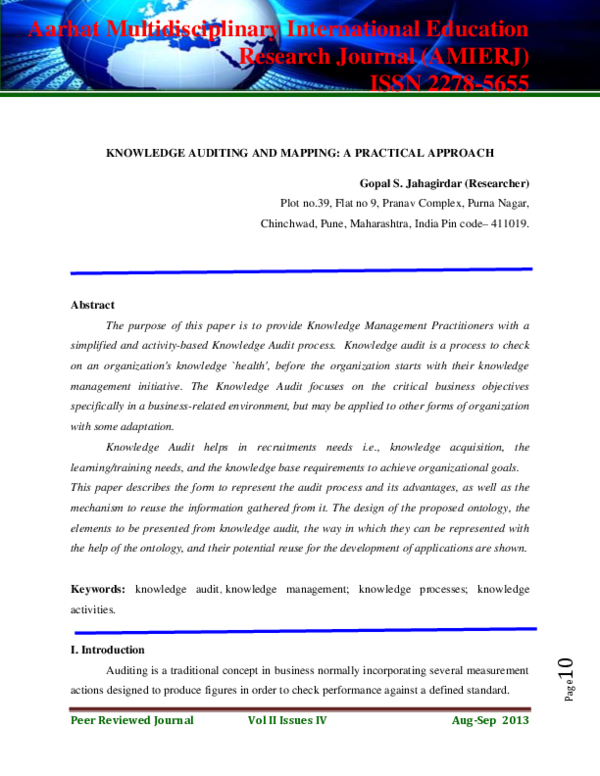 (PDF) Knowledge Auditing and Mapping: A Practical Approach