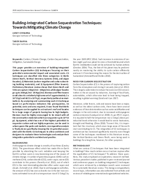 (PDF) Building-Integrated Carbon Sequestration Techniques: Towards ...