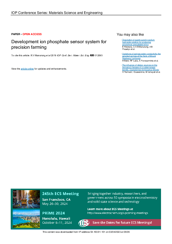 (PDF) Development ion phosphate sensor system for precision farming