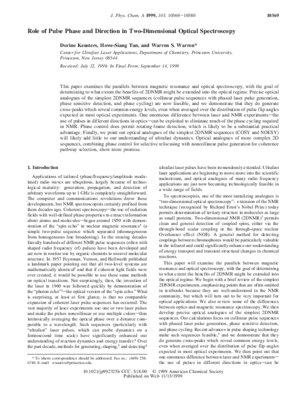 (PDF) Role of Pulse Phase and Direction in Two-Dimensional Optical ...