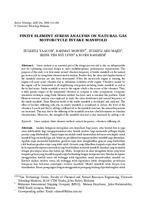 (PDF) Finite element stress analysis on natural gas motorcycle intake ...