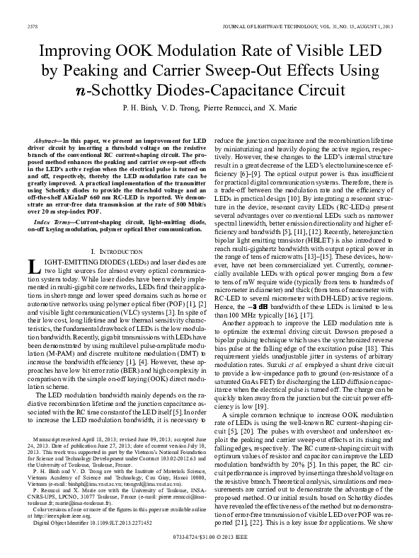 (PDF) Improving OOK Modulation Rate of Visible LED by Peaking and ...
