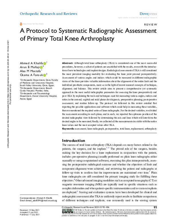 (PDF) A Protocol to Systematic Radiographic Assessment of Primary Total ...