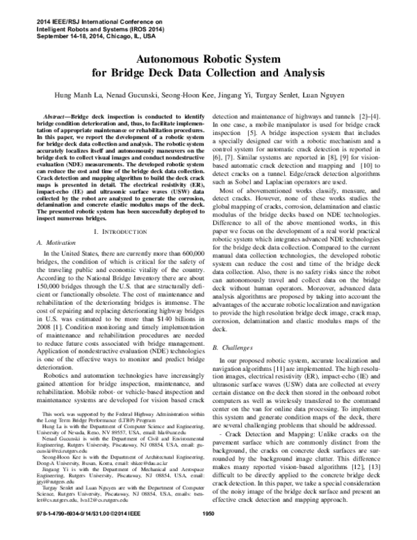 (PDF) Autonomous robotic system for bridge deck data collection and analysis