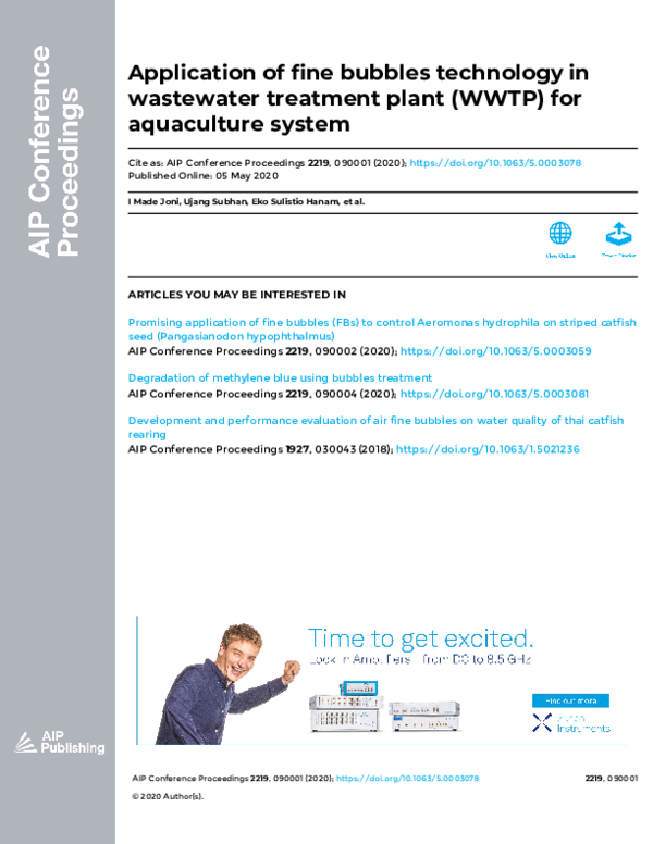 (PDF) Application of fine bubbles technology in wastewater treatment ...