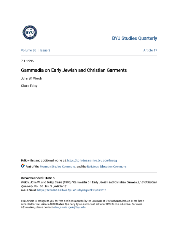 (PDF) Gammadia on Early Jewish and Christian Garments