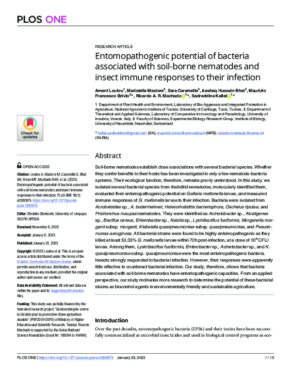 (PDF) Entomopathogenic potential of bacteria associated with soil-borne ...