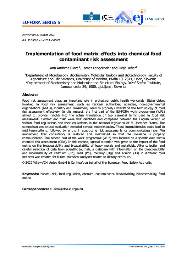 (PDF) Implementation of food matrix effects into chemical food ...