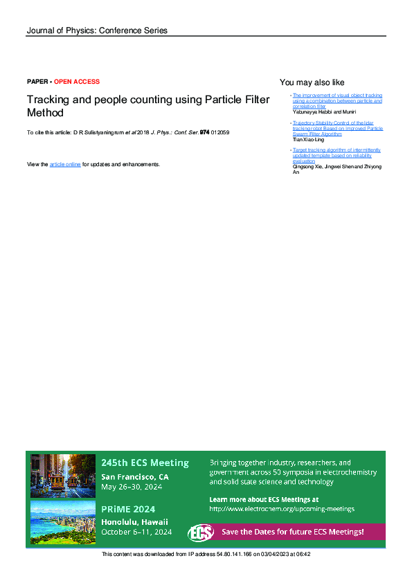 (PDF) Tracking and people counting using Particle Filter Method