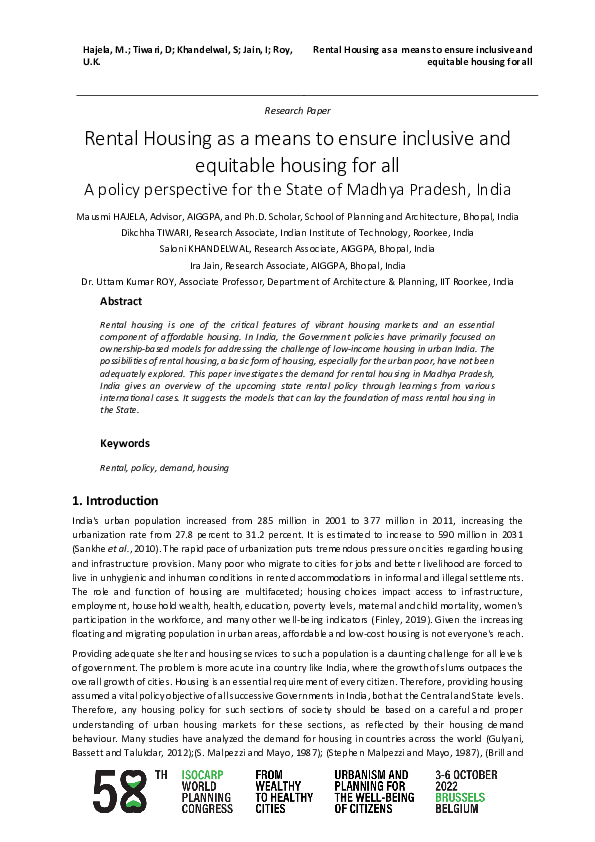 (PDF) Rental Housing as a means to ensure inclusive and equitable ...