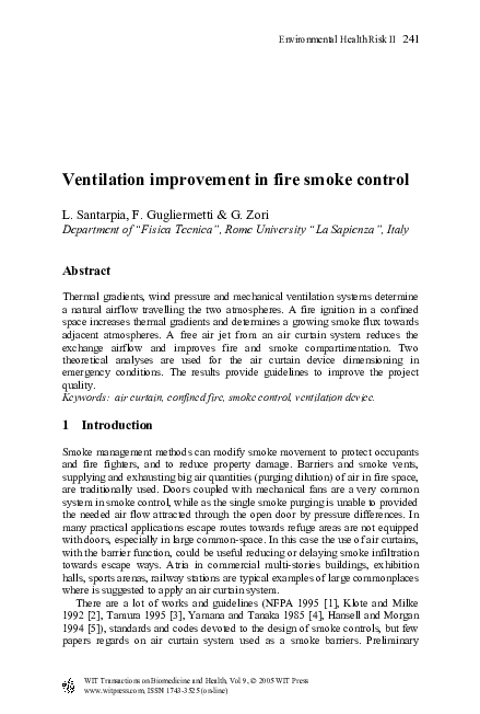 (PDF) Ventilation improvement in fire smoke control
