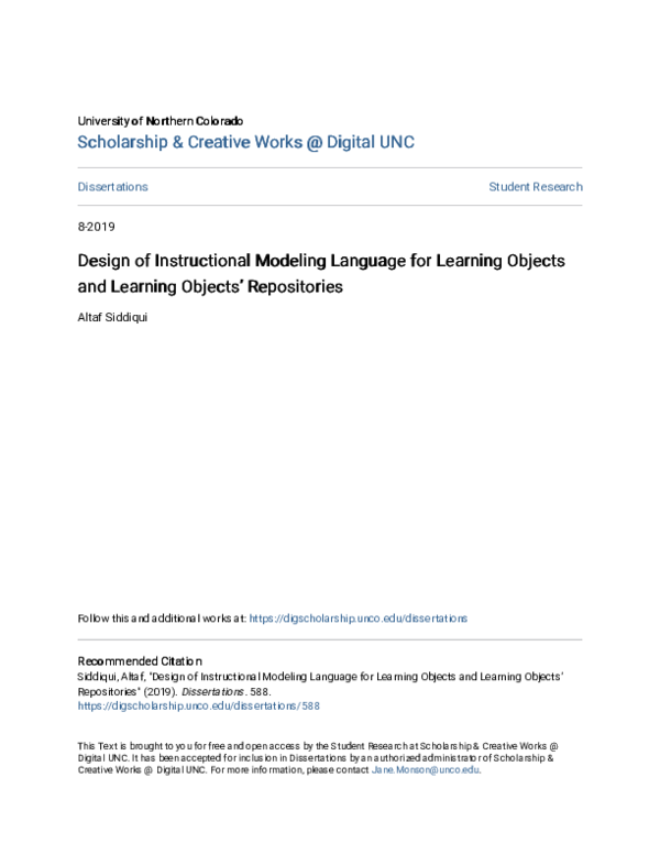 Pdf Design Of Instructional Modeling Language For Learning Objects And Learning Objects