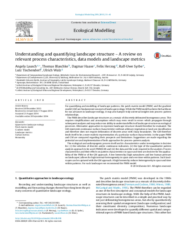 (PDF) Understanding and quantifying landscape structure – A review on relevant process ...