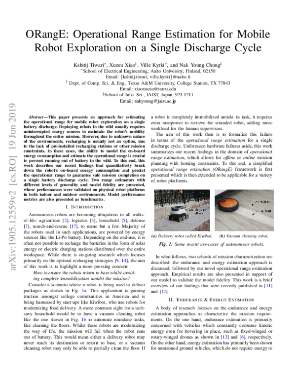 (PDF) ORangE: Operational Range Estimation for Mobile Robot Exploration ...