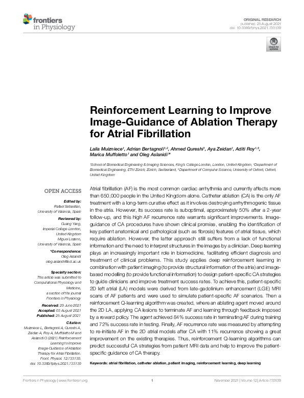 (PDF) Reinforcement Learning to Improve Image-Guidance of Ablation ...