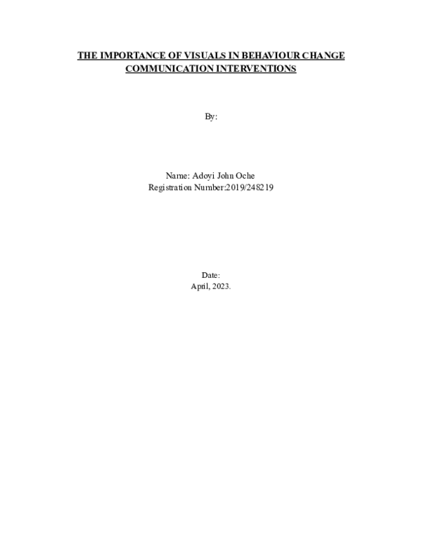 (PDF) THE IMPORTANCE OF VISUALS IN BEHAVIOUR CHANGE COMMUNICATION INTERVENTIONS