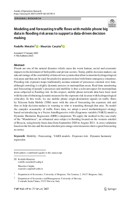 (PDF) Modeling and forecasting traffic flows with mobile phone big data ...