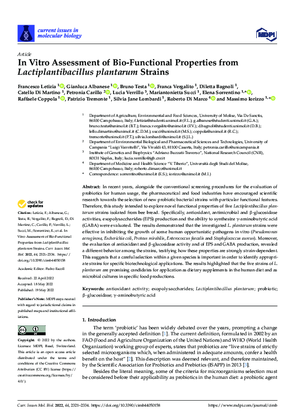 (PDF) In Vitro Assessment of Bio-Functional Properties from ...