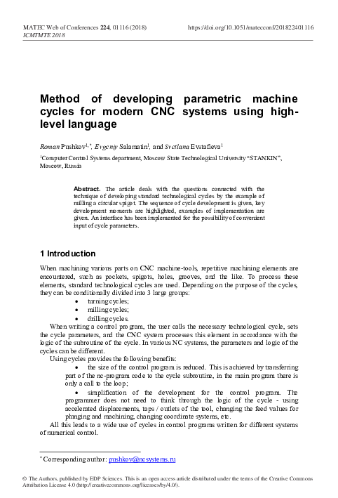(PDF) Method of developing parametric machine cycles for modern CNC systems using high-level ...