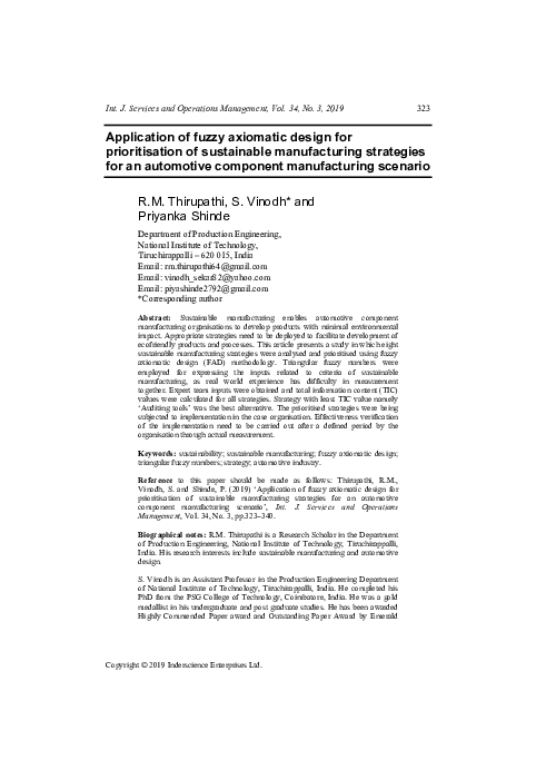 (PDF) Application of fuzzy axiomatic design for prioritisation of ...