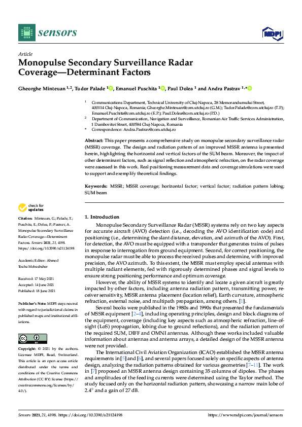 (PDF) Monopulse Secondary Surveillance Radar Coverage—Determinant Factors