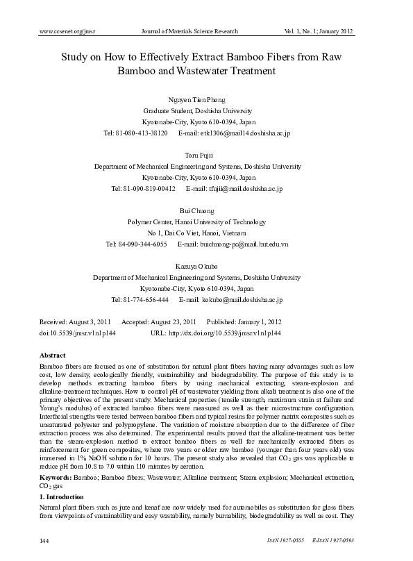 (PDF) Study on How to Effectively Extract Bamboo Fibers from Raw Bamboo ...