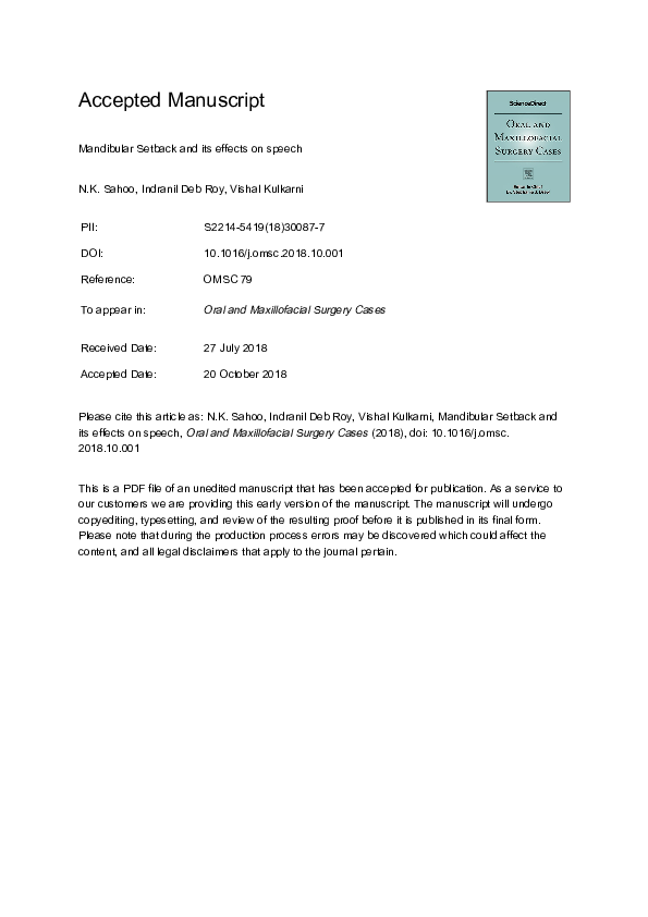 (PDF) Mandibular Setback and its effects on speech